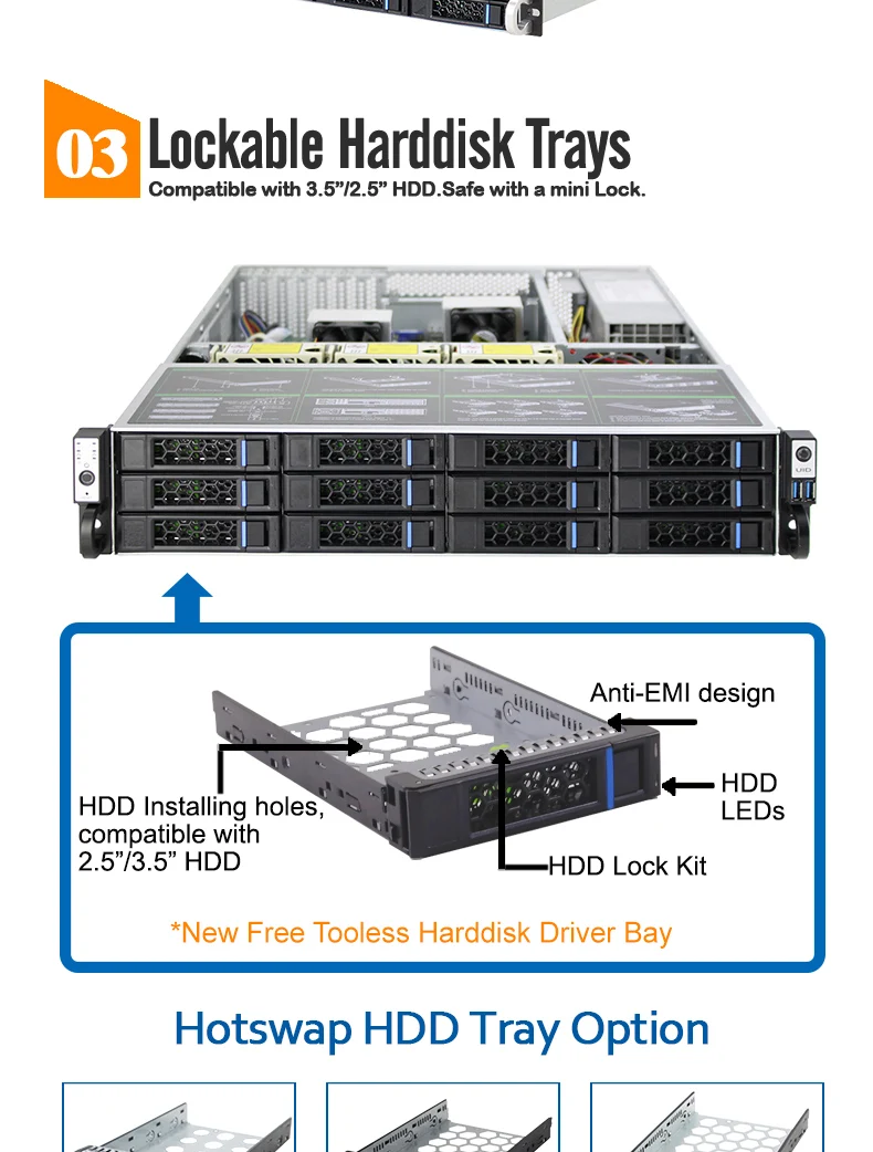 2u Rack Server Chassis With 12 Hot-swap Bays & Mini Hd Backplane Oem