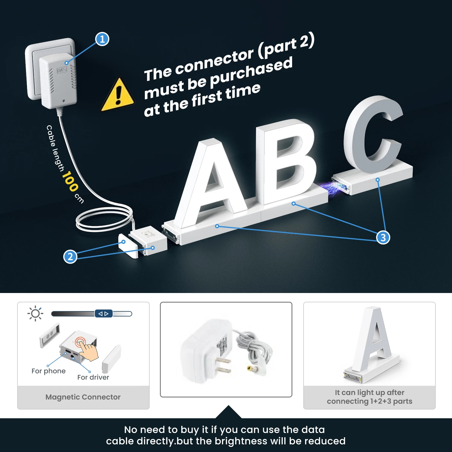 Abcmix Patented Magnetic Led Alphabets,Mix & Match Diy Led Letter ...
