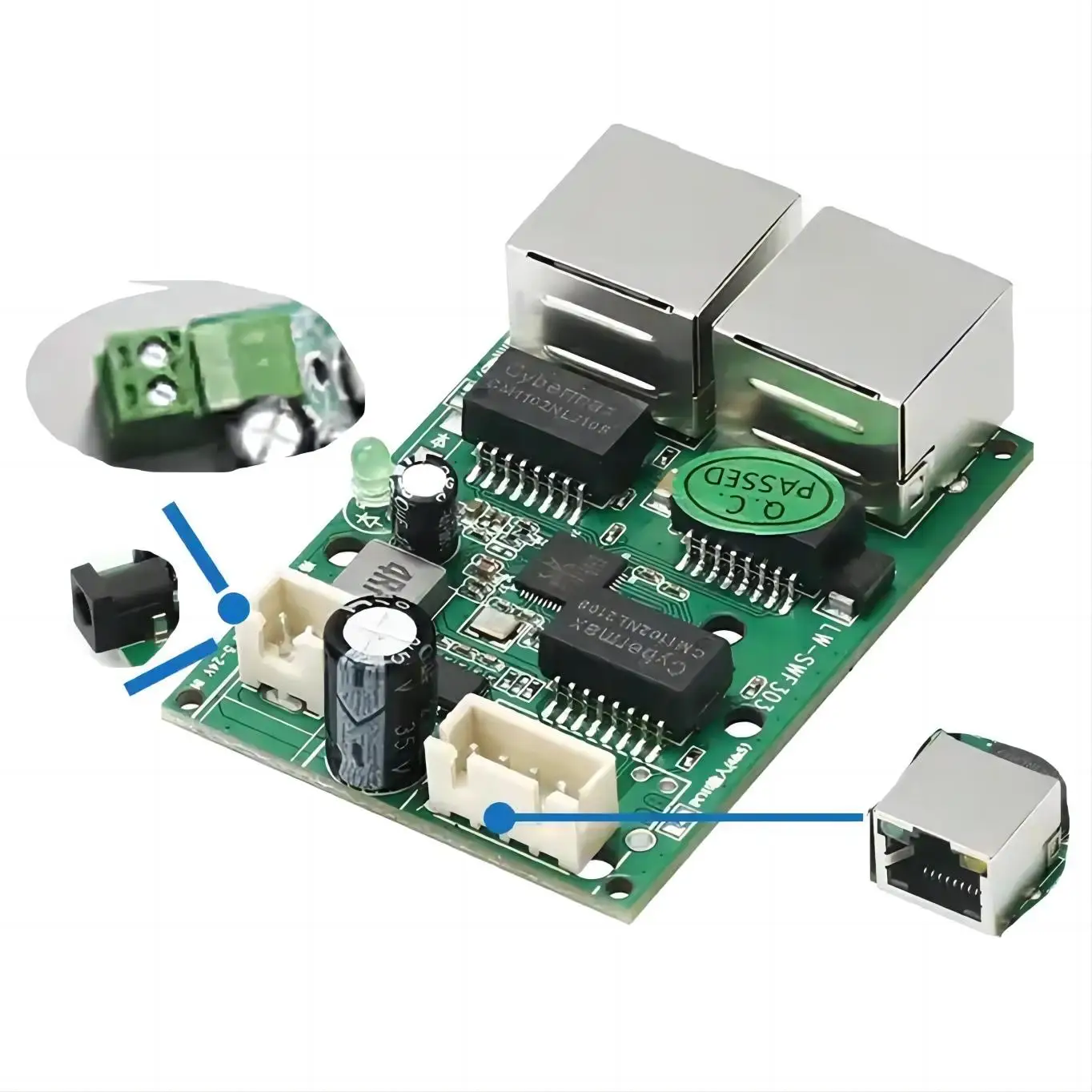 3 Port 100mbps Ethernet Switch Pcb Reverso Poe Switch Board Network Switch Ethernet Module For ...