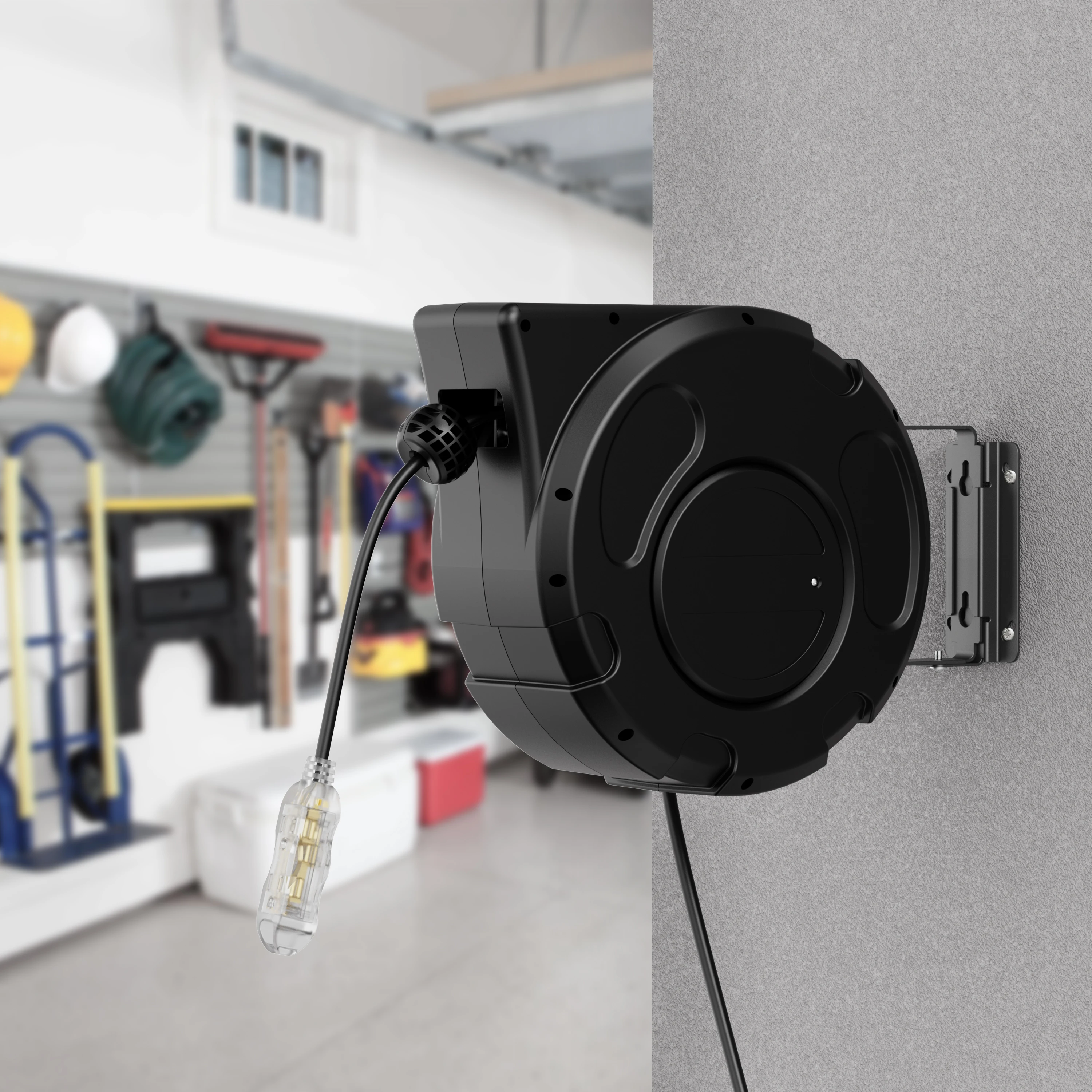 50FT Automatic Retractable Extension Cord Reel Electrical Cable Reel ...