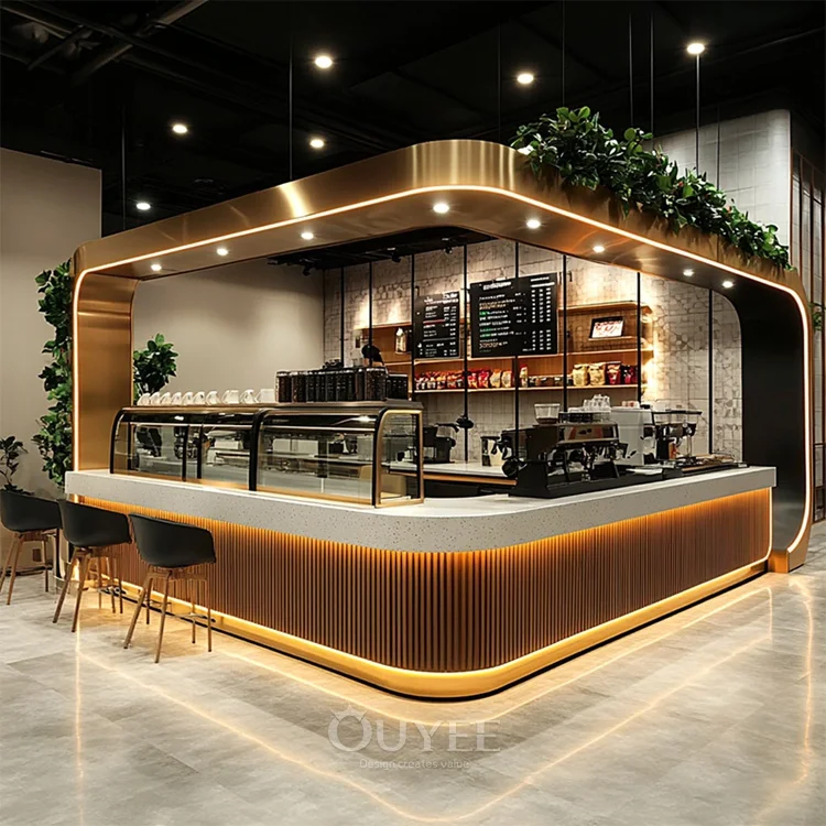 Custom Fancy Ice Cream Bubble Tea Juice Shop Interior Design