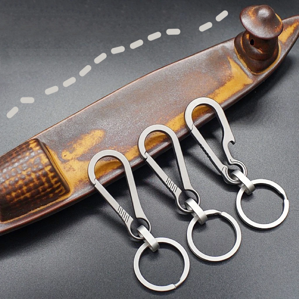 Titanium Carabiner Keychain Outdoor EDC Metal Keychain Titanium Alloy ...