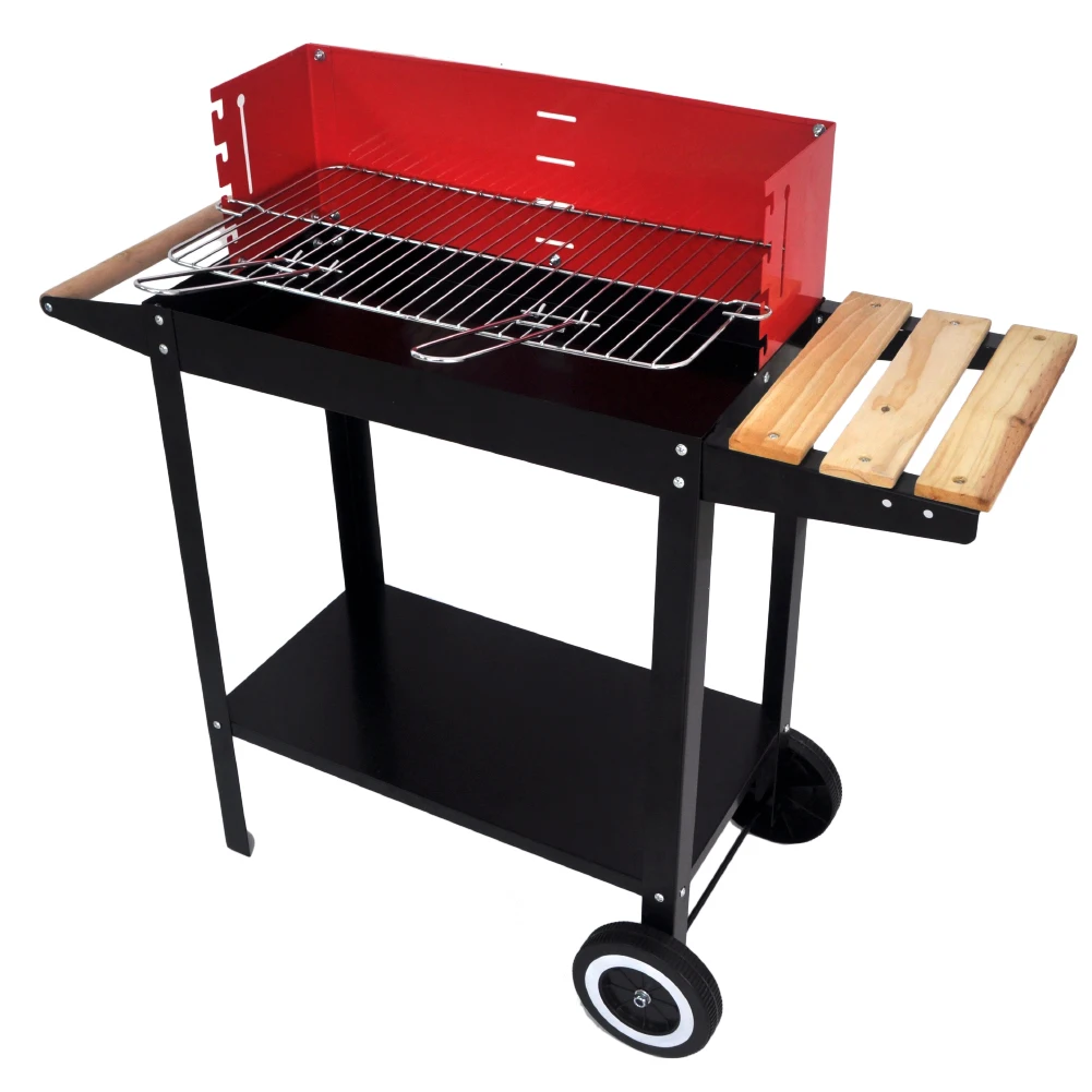 SEJR Red Square Charcoal BBQ Grills Portable Outdoor Trolley Barbecue ...