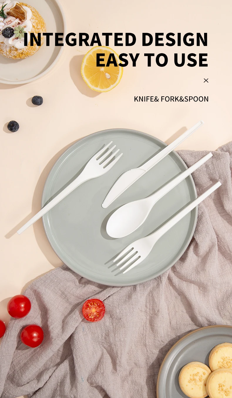Eco-friendly Flatware Sets Disposable Pla Cornstarch Cutlery 100% ...