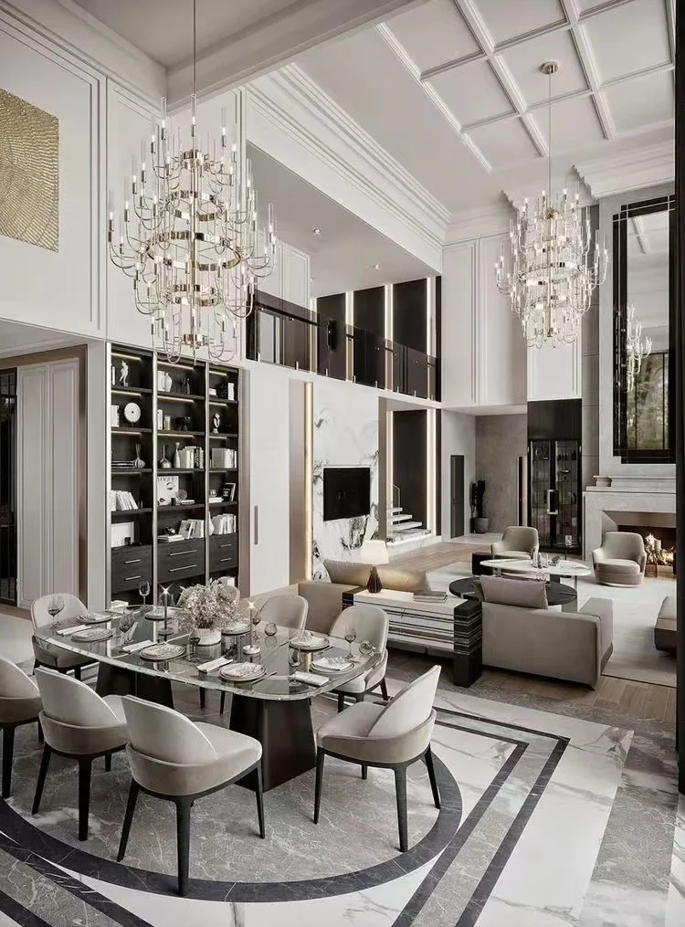 Villa Design Concept Dining Table and Chair Combination Set Luxury ...