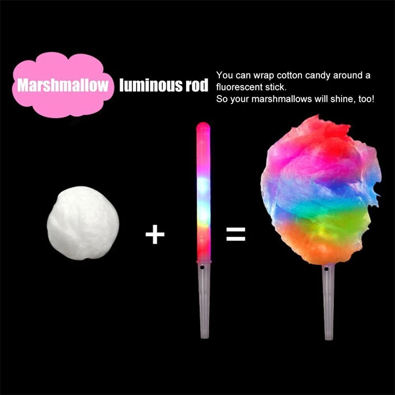 Glowing Cotton Candy Cones - Colorful LED Marshmallow Sticks
