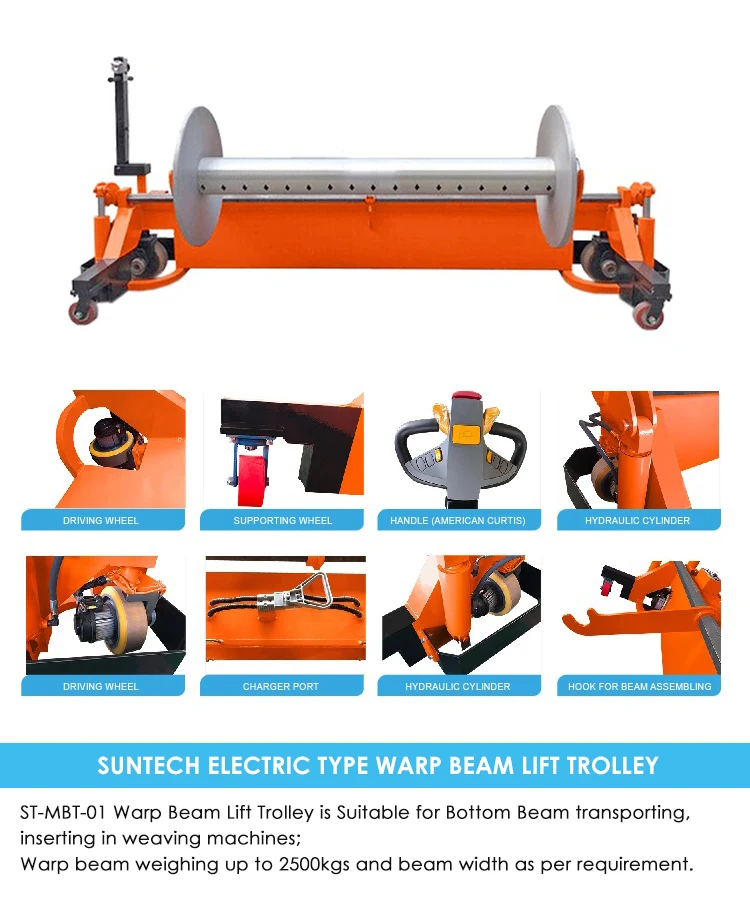 Suntech Automatic Motorized Warp Electric Beam Truck Low Lift Trolley ...
