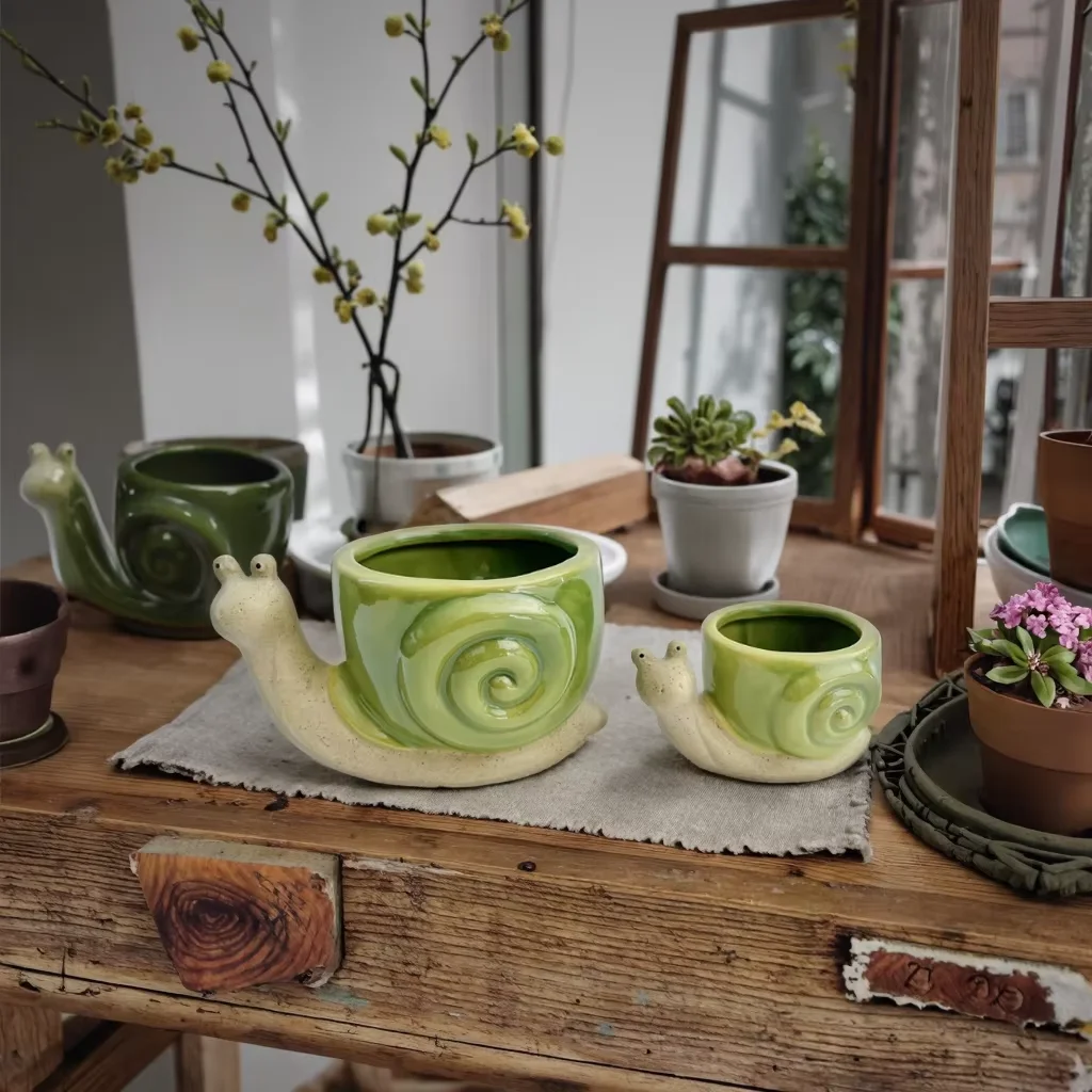 Anima Snail Flower Pot Glazed Ceramic Succulent Flower Pots For Indoor ...
