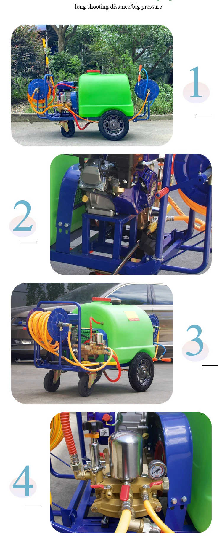 300L Gasoline Engine Power Sprayer Trolley Sprayer with 30m Hose ...