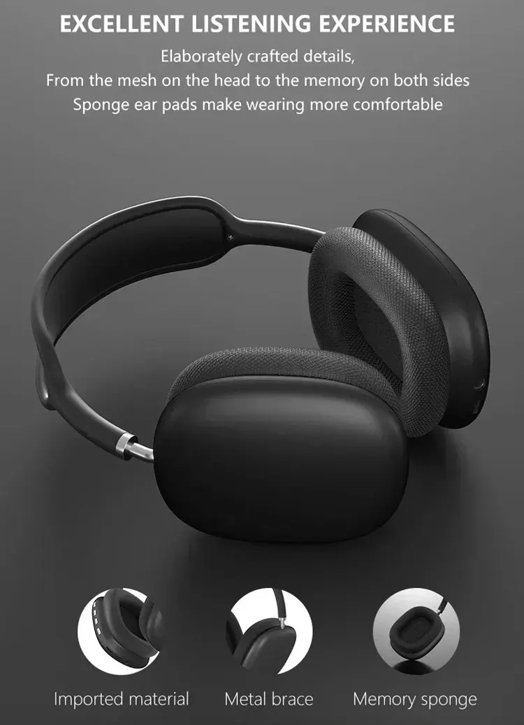 P9 Pro Max Wireless Bt Headphones Promax Noise Canceling Casque Sans ...