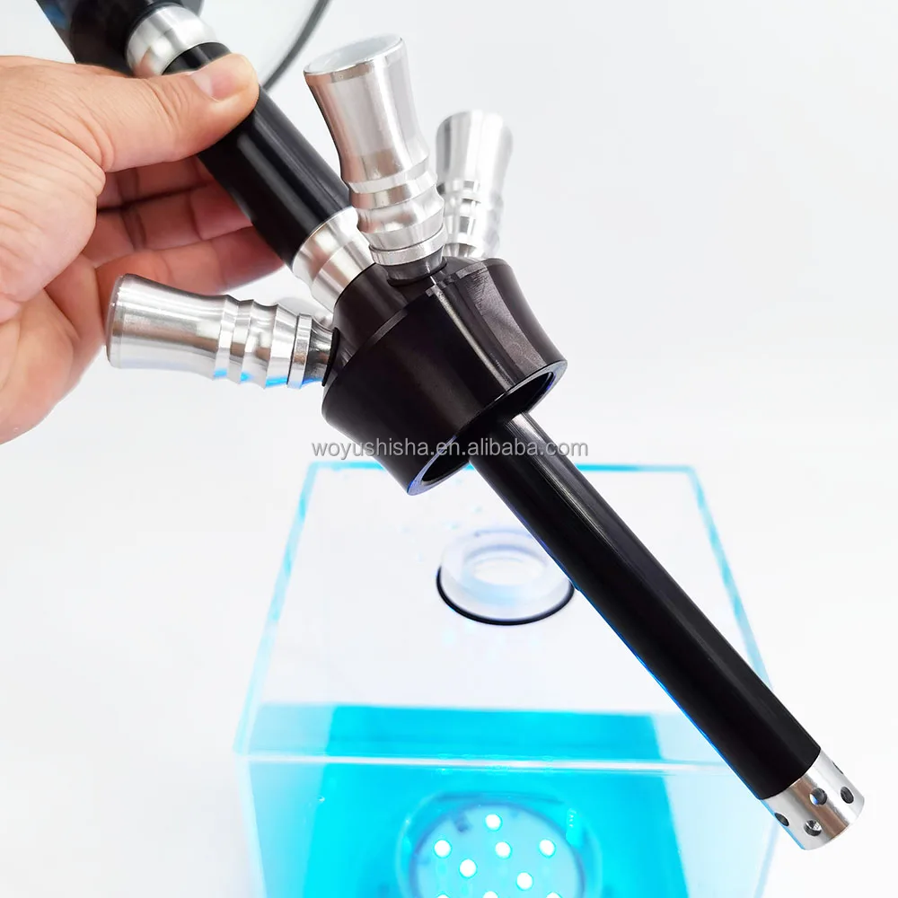 Multi Hose Smoking 4 Pipes Shisha Pot Square Box Led Acrylic Hookah ...