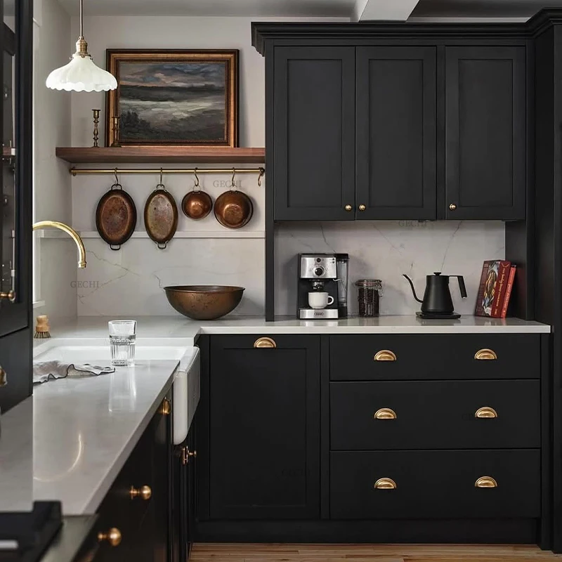 European Style Custom Design Kitchen Cupboard Ready Assemble Handless ...