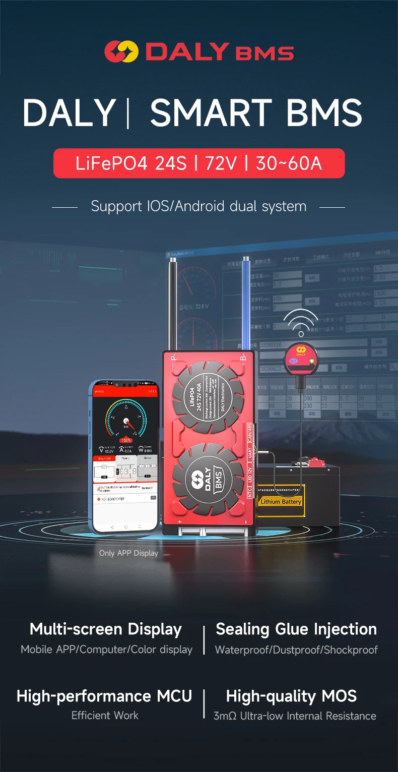 Daly Lithium Lifepo4 Electric Vehicle Scooter Battery Smart Bms System ...