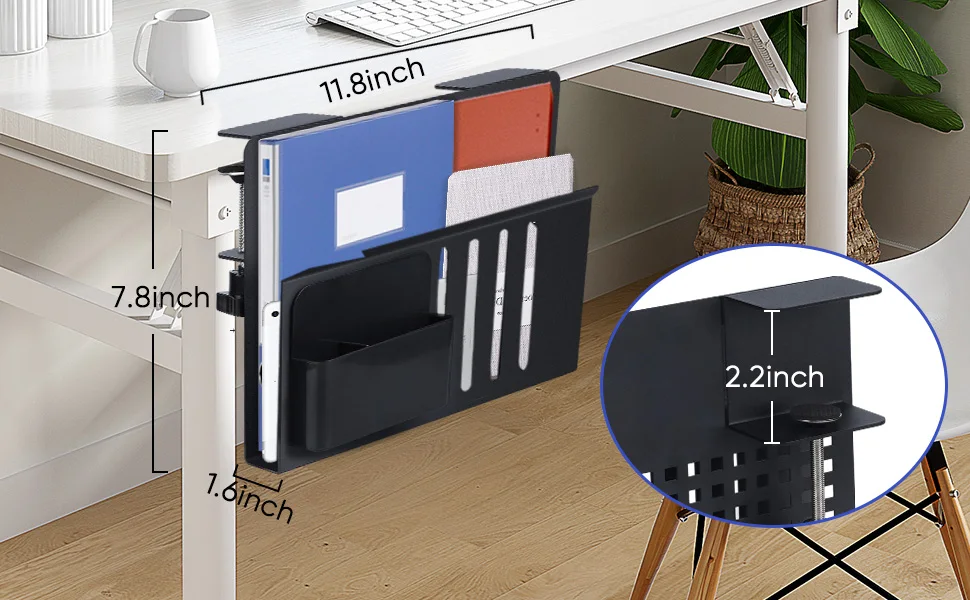 Office Desk Side Storage Traditional No Drill Laptop Holder Easily ...
