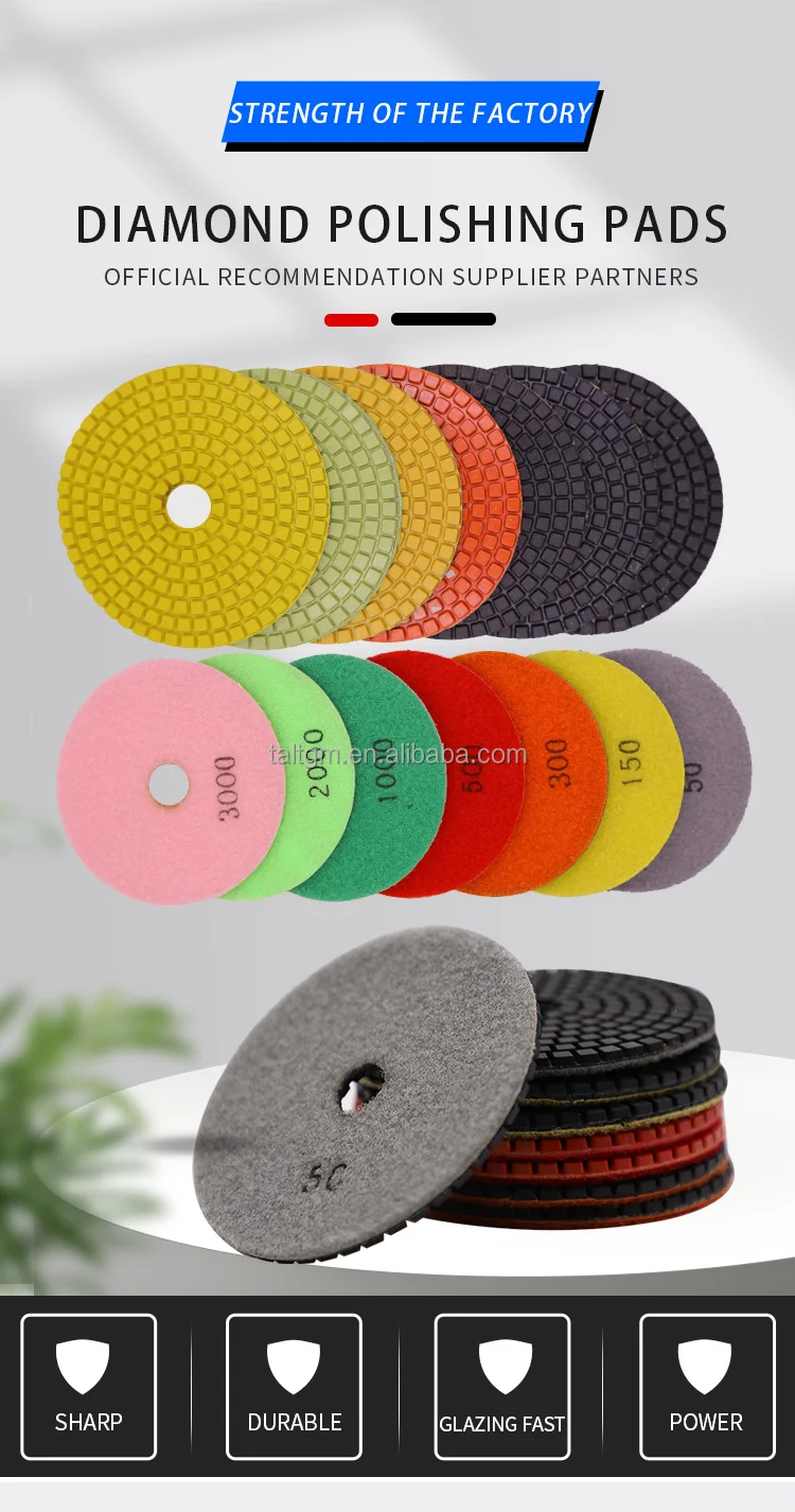 Qiangwei 100mm Diamond Polishing Pads for Granite & Marble