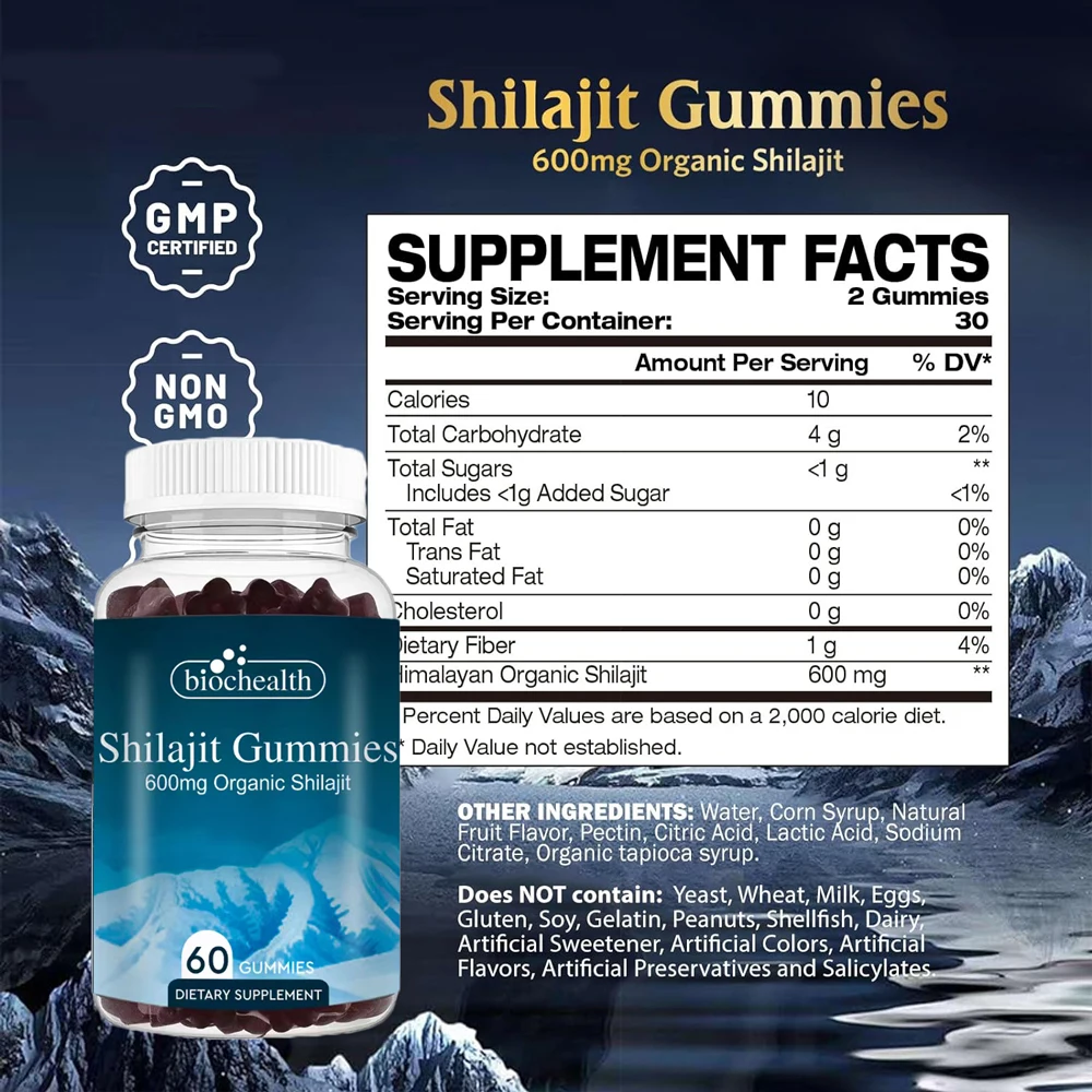 Biocaro OEM Organic Shilajit Gummies Pure Himalayan Vitamins With Lions ...