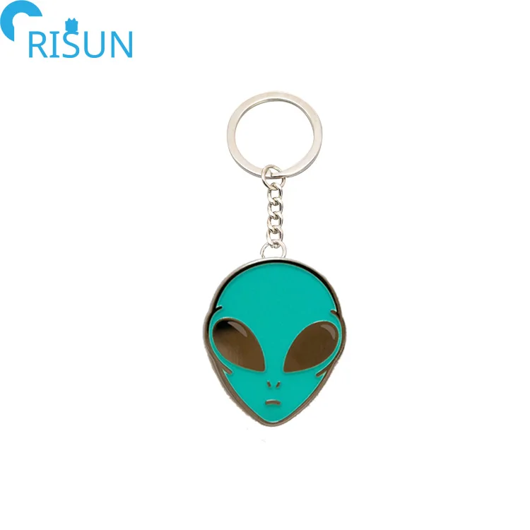 Wholesale Cool Alien Hatted Up Enamel Keychain Custom Logo Alien Cowboy ...