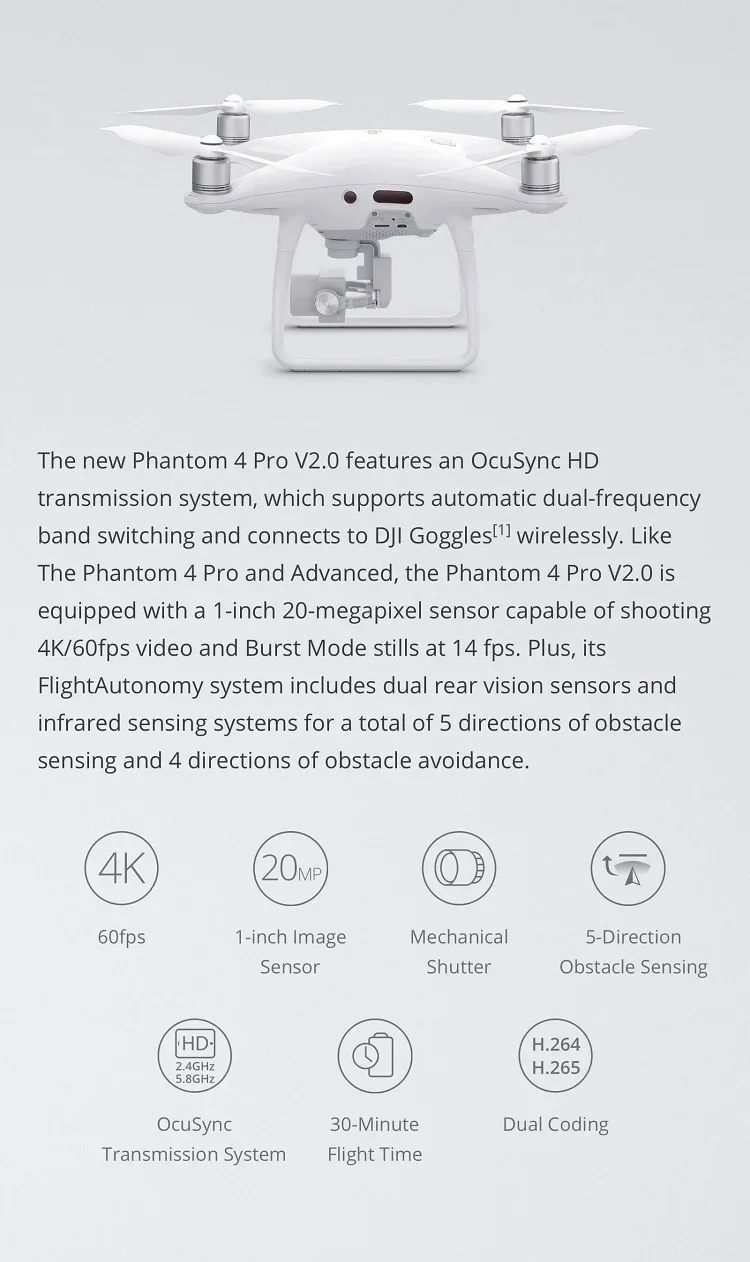 Phantom 4 Pro V2.0 Uav Upgrade And Noise Reduction With 4k Camera Hd ...