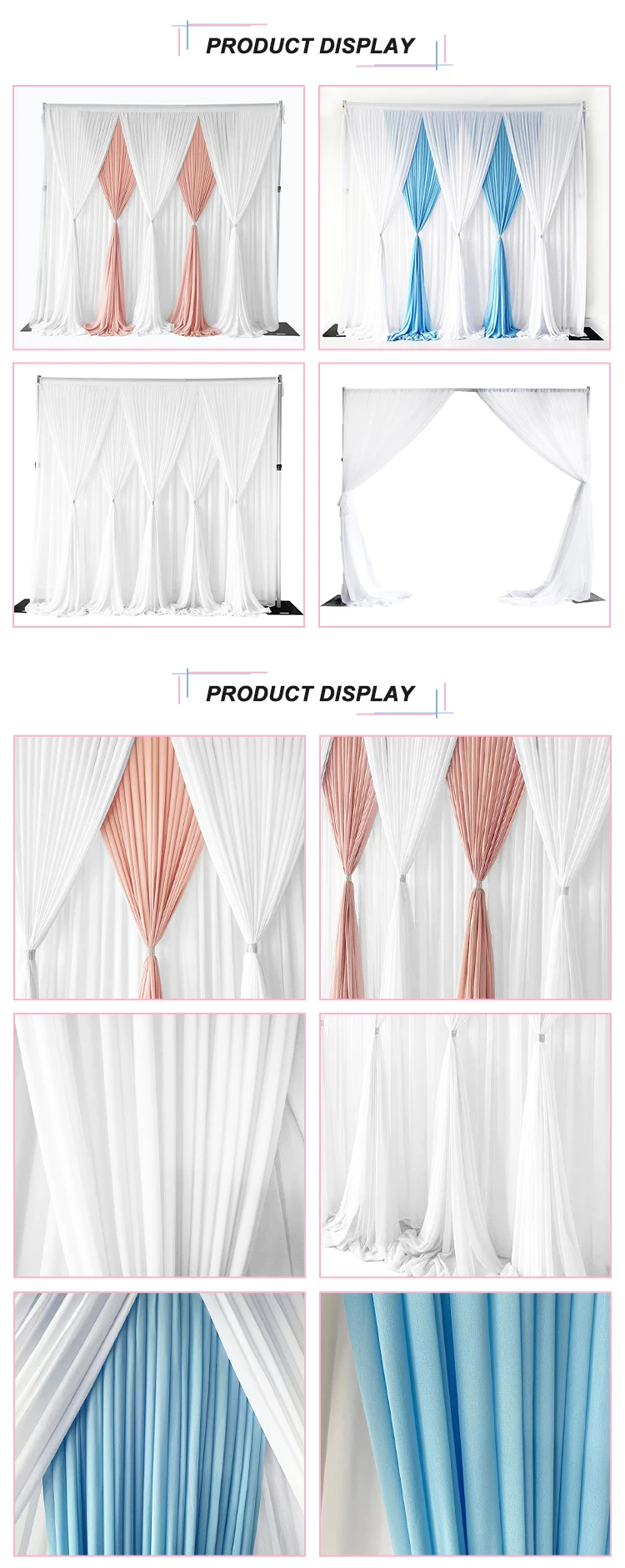 3mx3m With Ties Chiffon Draping Backdrop Curtain For Aluminum Holder ...