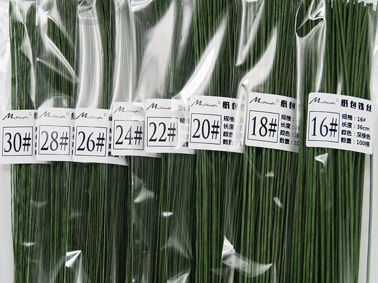 Different Gauge Floral Wire Paper Wrapped Covered Floral Flower Stem ...