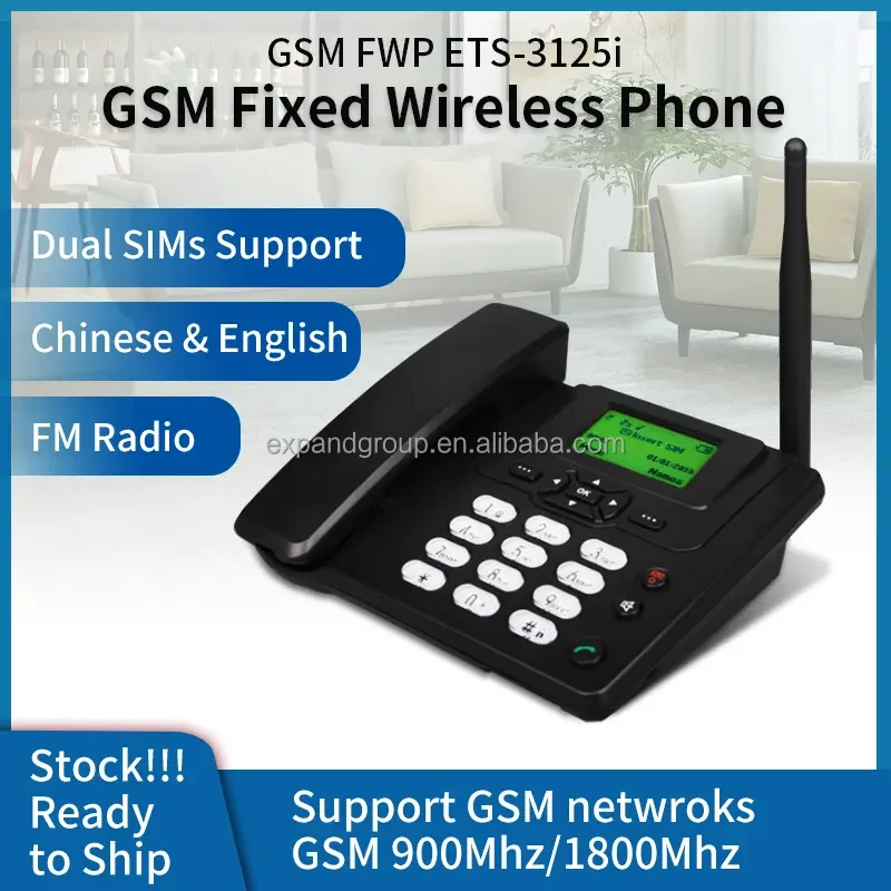 GSM Fixed Wireless Phone ETS-3125i with FM Radio - Cordless Desk ...