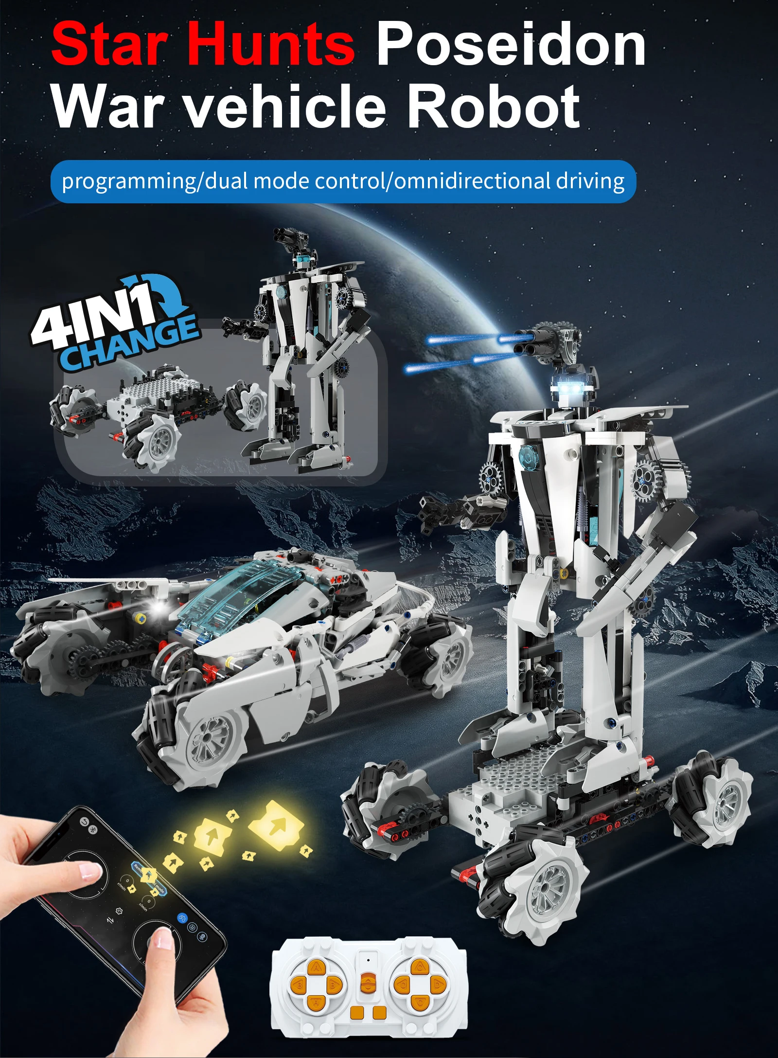 4 In 1 Transformer Rc Robot Stunt Car Stem Assembly Toys Electric ...