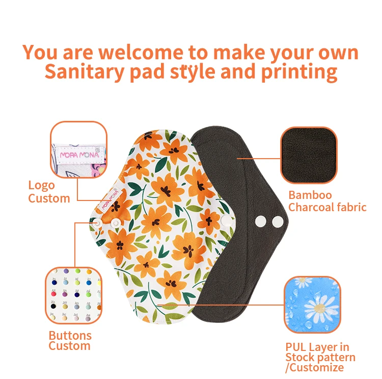 4pcs/set Heavy Flow Reusable Sanitary Pad Washable Sanitary Napkin Pads ...