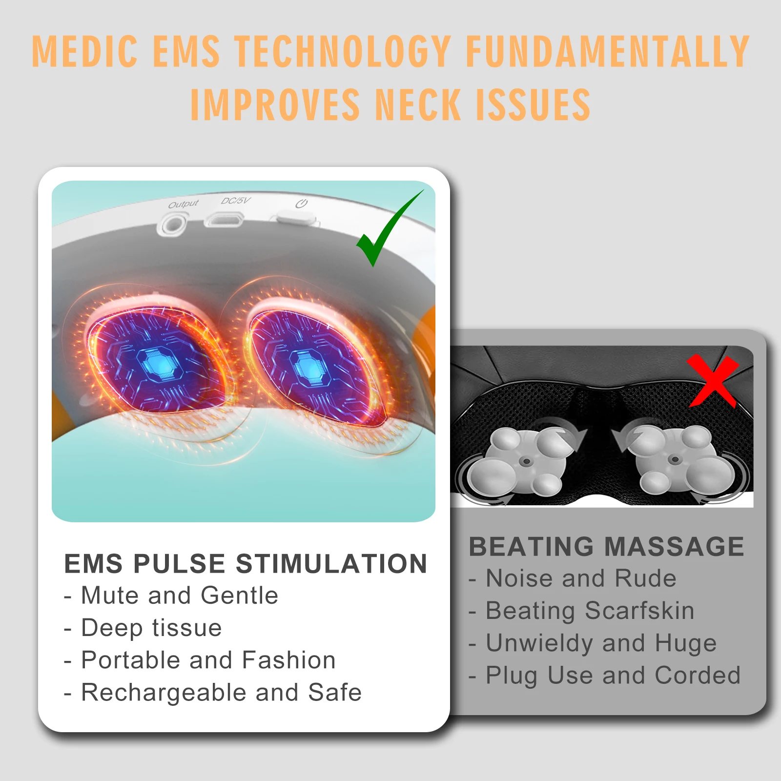 Electric Ems Neck Massager With Heat Multi Functional Neck Massage And ...