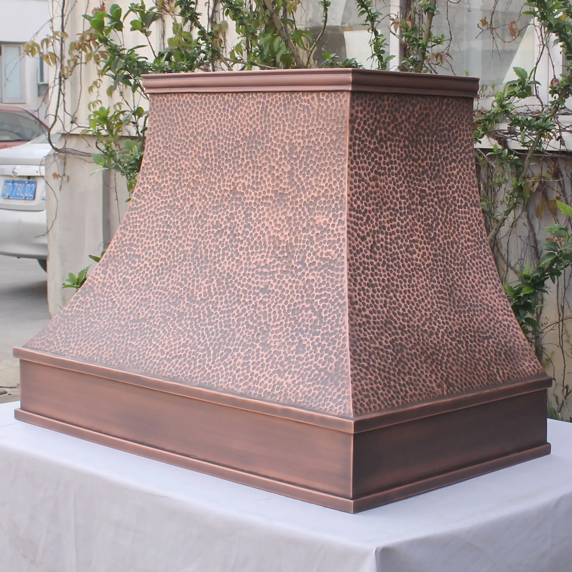 Custom Chimney Hood Shell - Antique Copper Range Hood