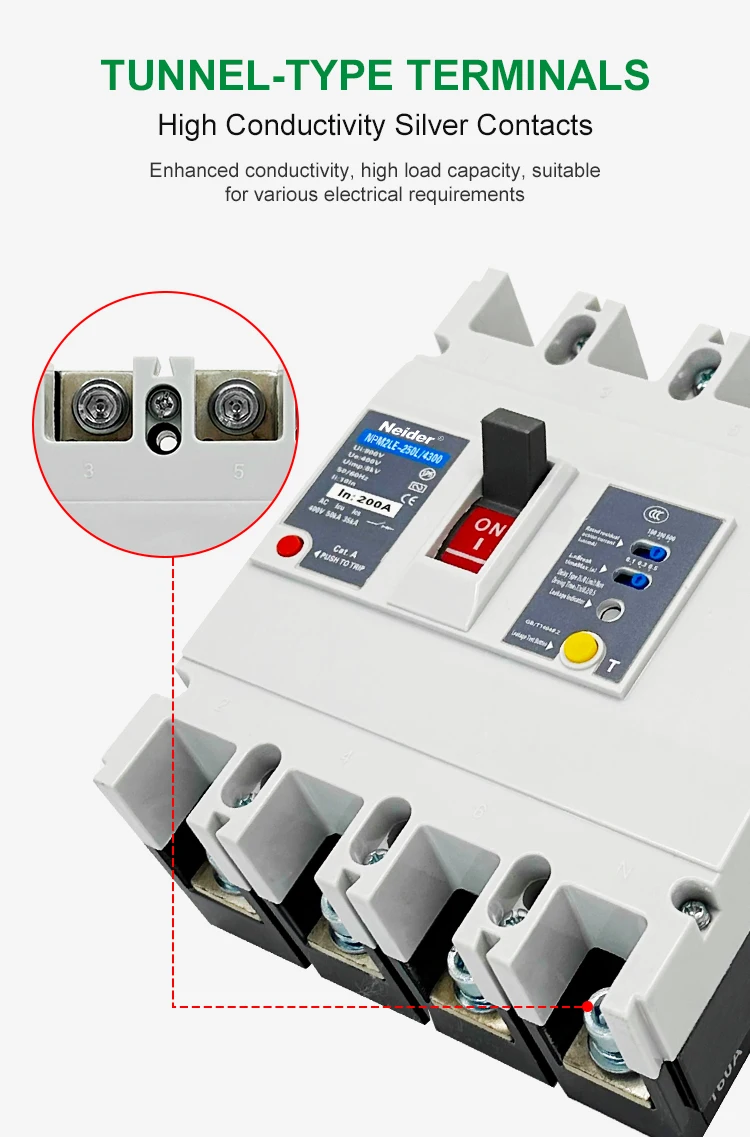 NPM2LE-250 3P 4P MCCB Circuit Breaker 160A 3 Phase with Shunt Trip Coil ...