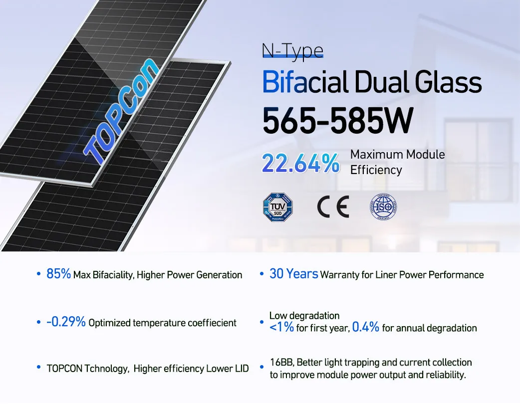 Mono Photovoltaic N Type Solar Panels 565w 570w 575w 580w 585w Half-cut ...