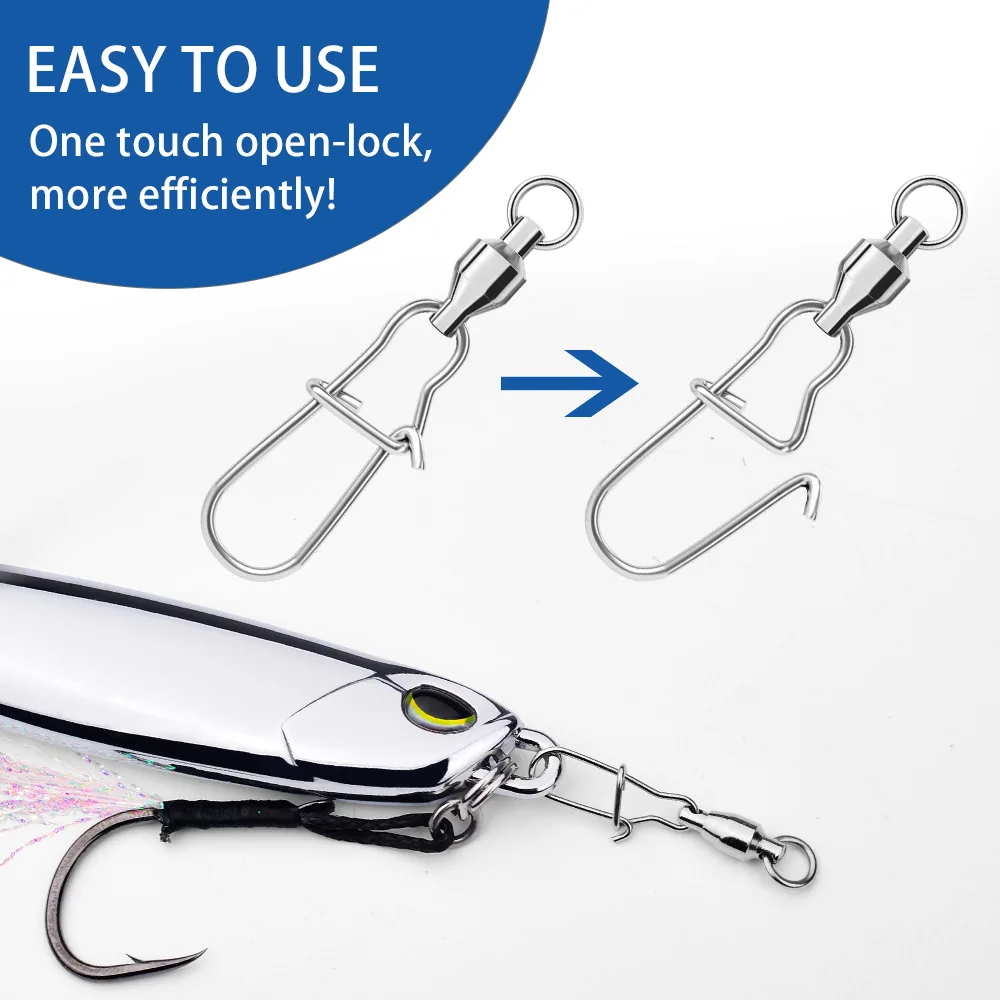 Duo-Lock Snap Swivel 10pcs Connector Ball Rolling Bearing Fishing ...