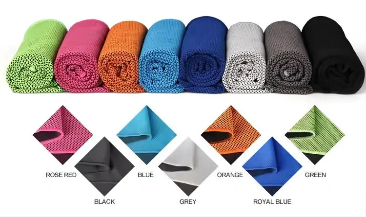 Print Logo Super Dry Sport Ice Cooling Knitted Solid Color Microfiber ...
