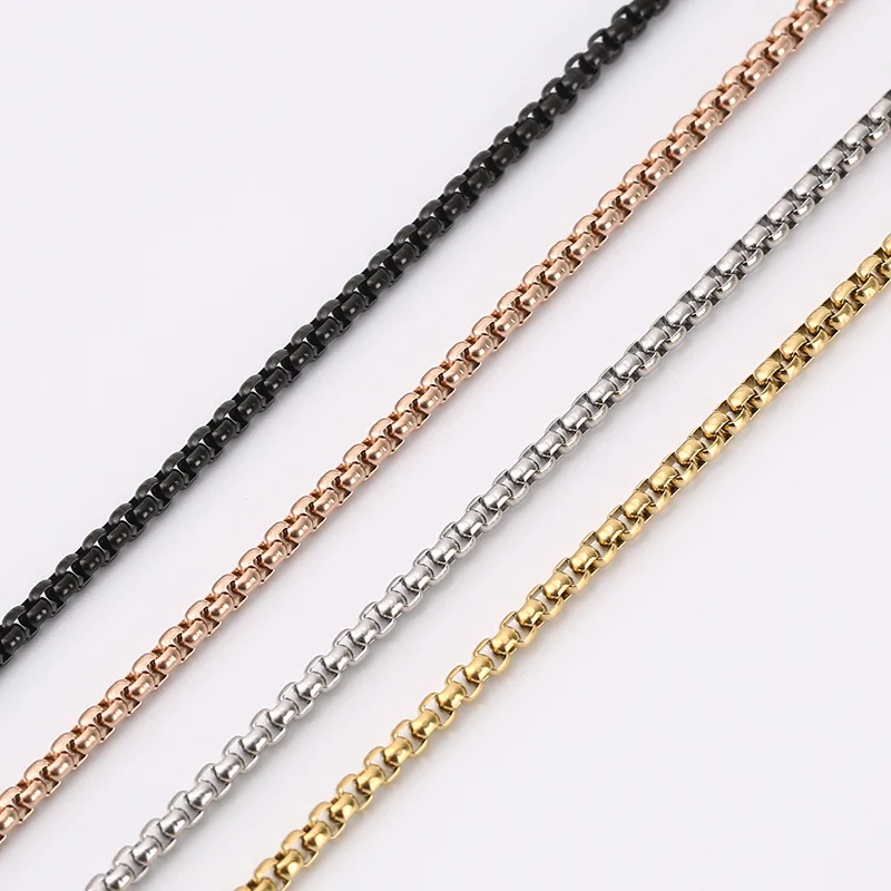 Stainless Steel Square Pearl Chain Hip Hop Necklace for Women Men ...