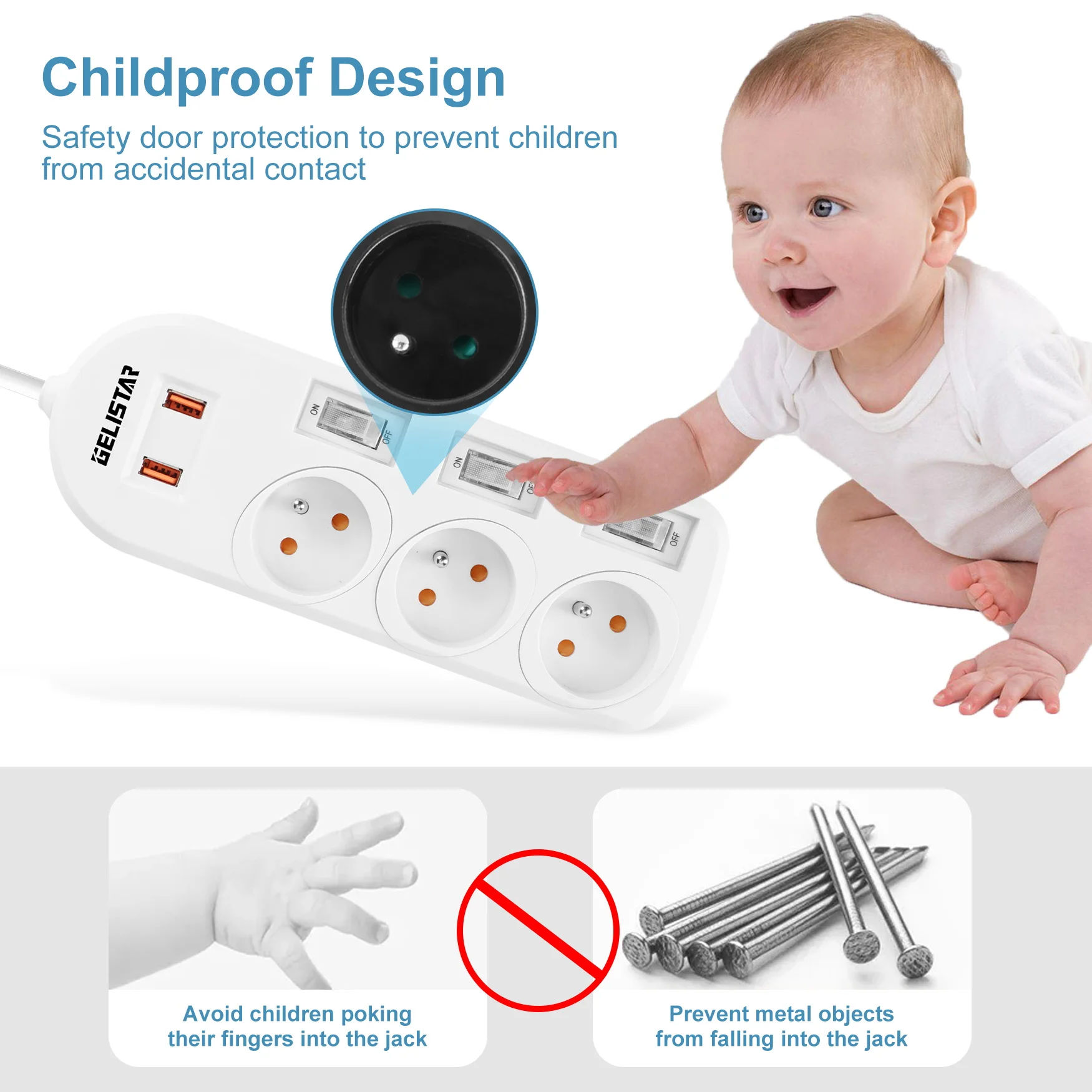 French Power Socket 3 Ways with 2 USB Individual Switch| Alibaba.com