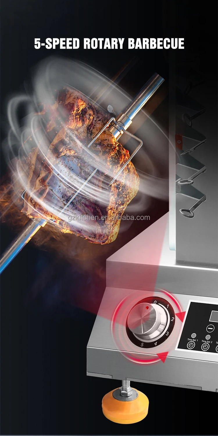 30 Roller Automatic Electric Rotating Shashlik Barbecue Shish Kabob Kebab Maker Shawarma Meat ...