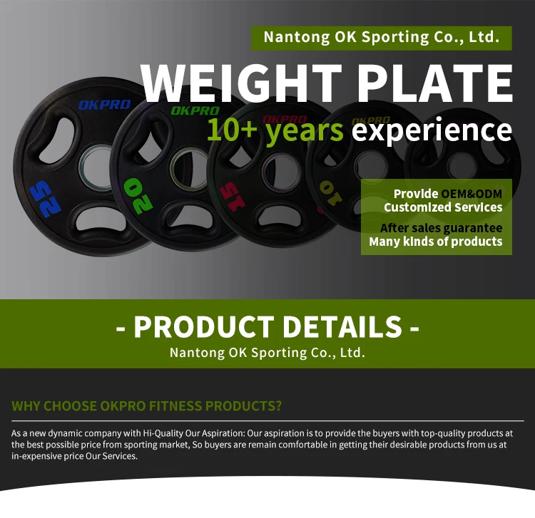 OKPRO Gym Black PU Weight Plates - Durable & Customizable