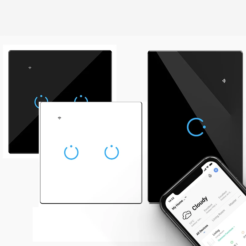 3 Gang Vertical 118*76 New Design Wifi 2/3 Way Touch Intelligent Light ...