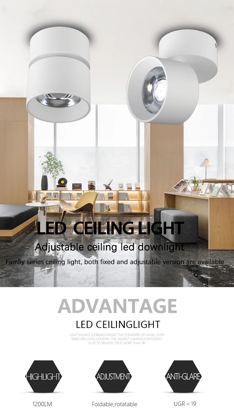 Surface Mounted Spotlight - LED Folding Downlight for Living Room