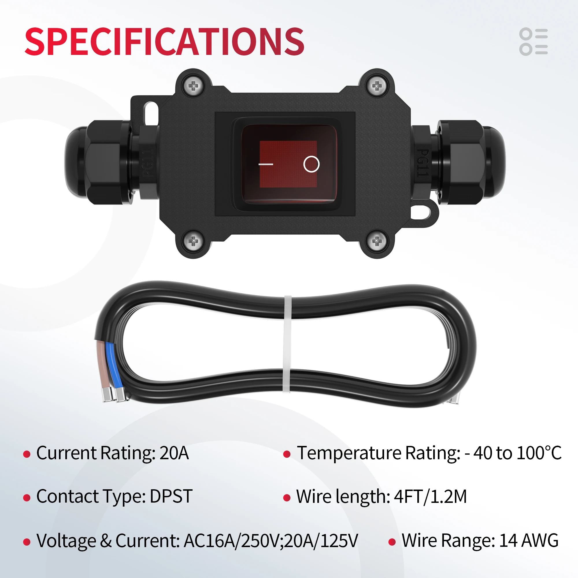 Outdoor Inline Cord Switch - Waterproof & Reliable Power Control
