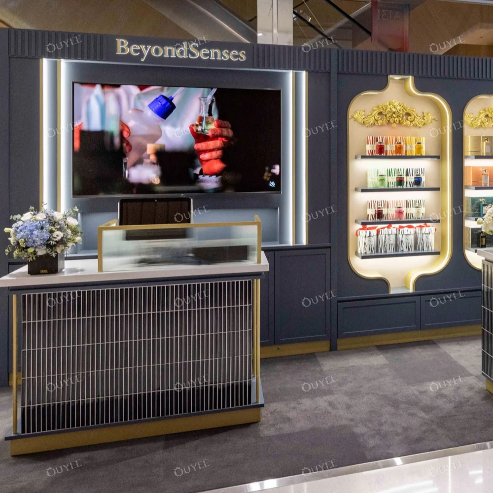 Luxury Mall Kiosk Perfume Display Design - Scent Bar Showcase