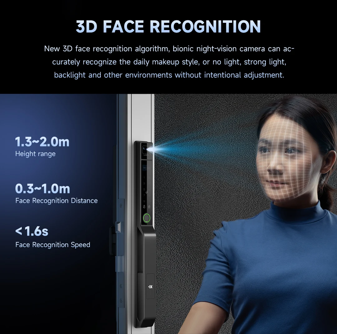 Automatic 3D Face Recognition Smart Door Lock Slim Digital Wifi ...