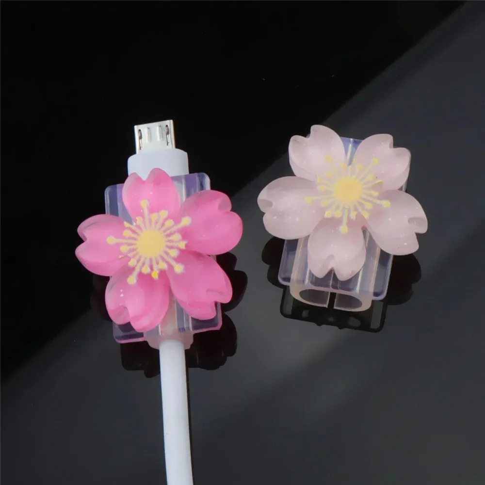 Cartoon Cable Protector Cute Flowers USB Charger Protector Cable ...