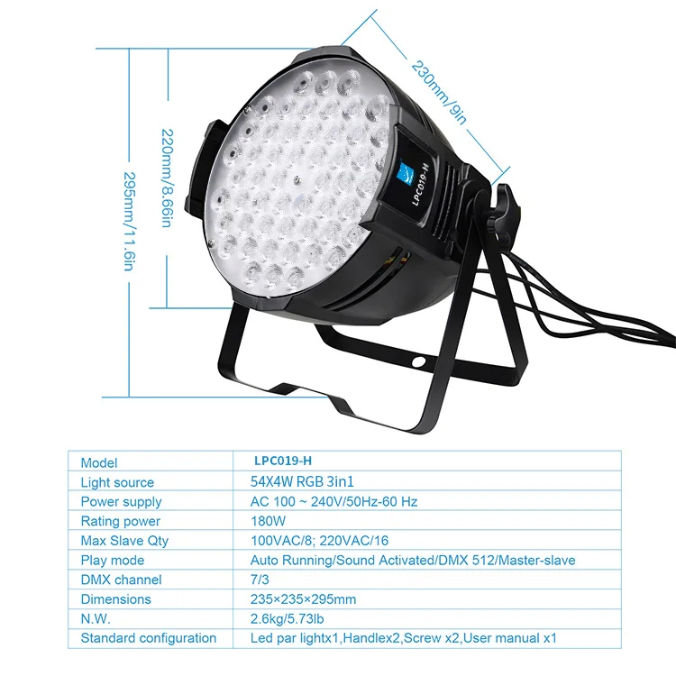 Big Dipper Led 54*4w Rgb 3in1 Colorful Par Light 200w Stage Light Disco ...