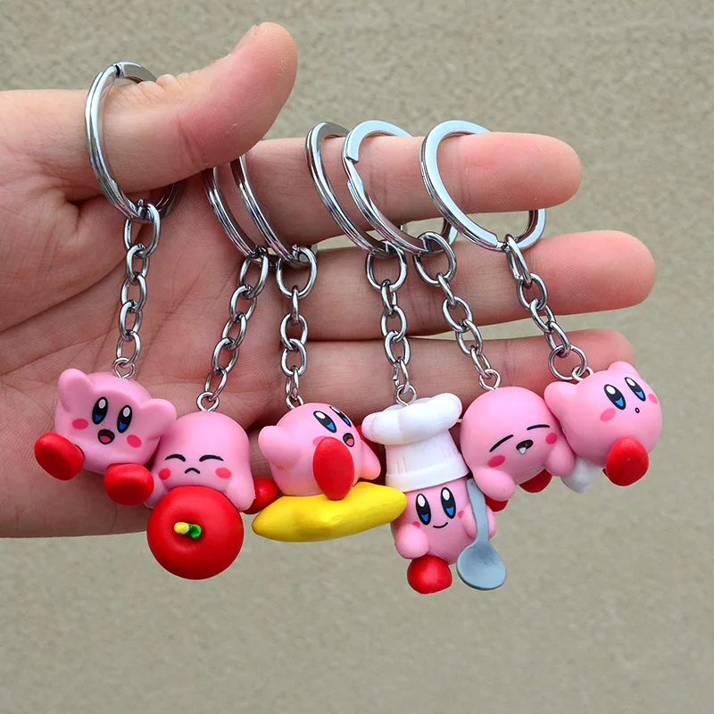 6pcs Per Set Kirby PVC Keychain Toys Anime Character Keychains Cartoon ...