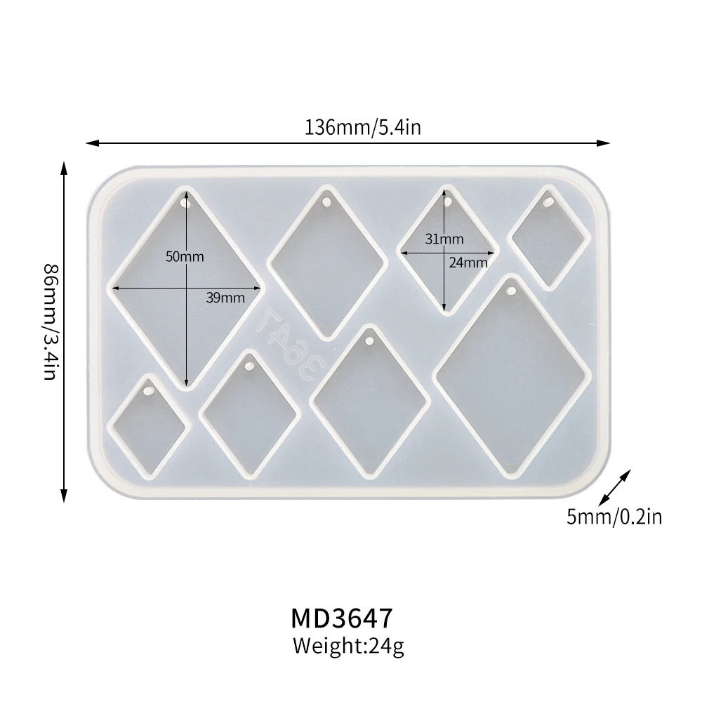 Geometric Silicone Mold For Diy Resin Keychains & Earrings Odm