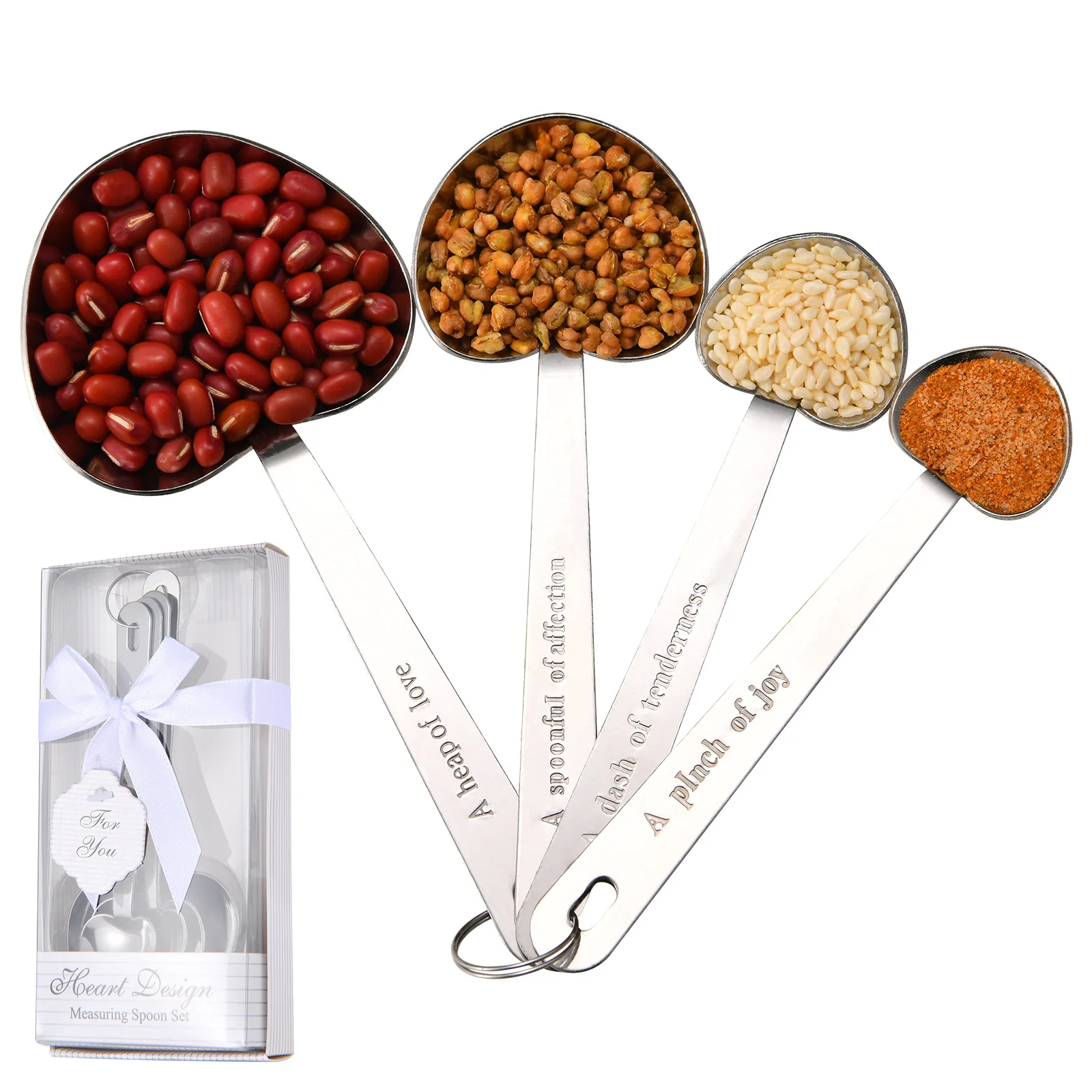 Love Heart Shape Design Measuring Spoons Set for Bridal Shower or ...