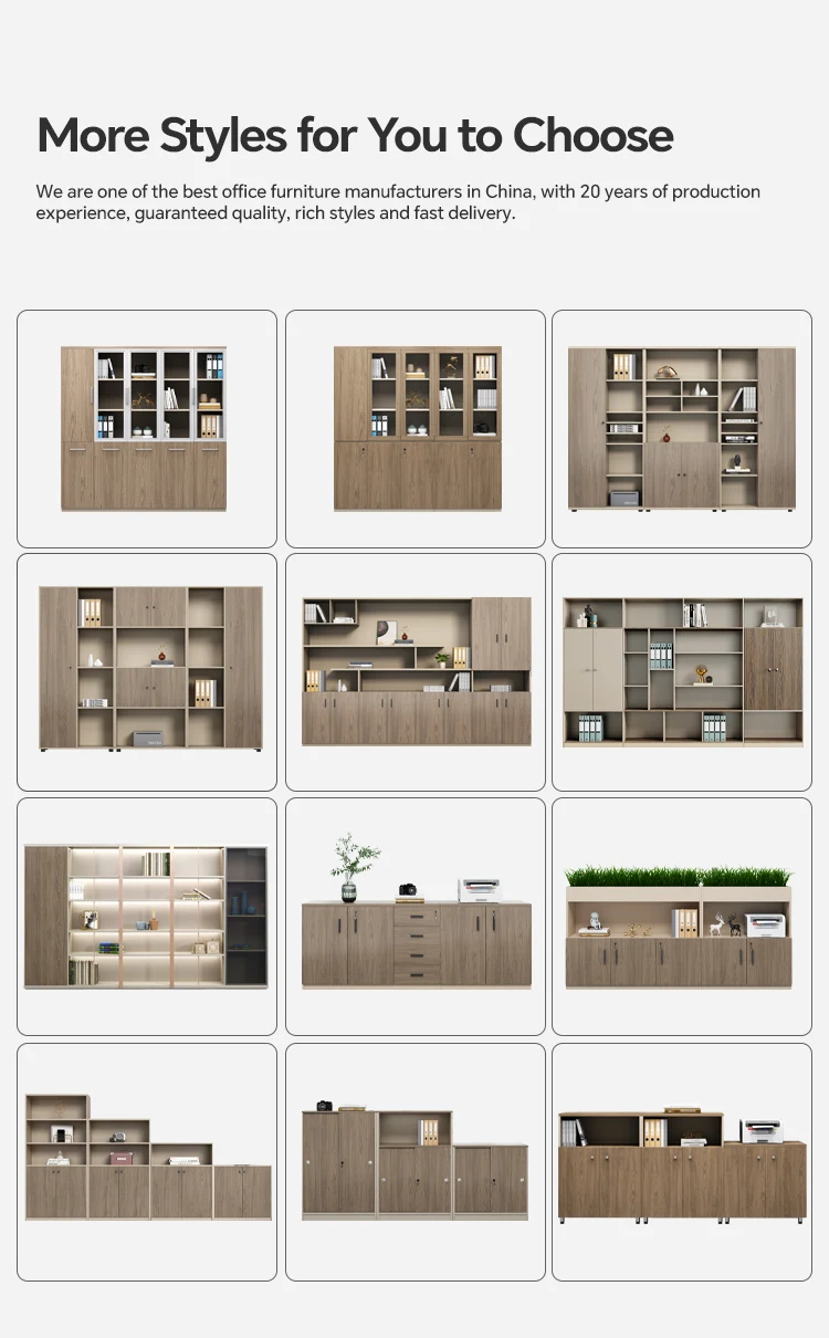 Modern Style Open Display Mdf Library Bookshelf 2 Door Filing Cabinet in Partical Board File ...