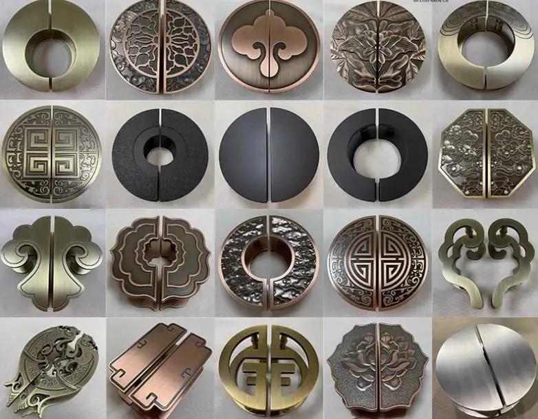 Carved Patterns Semi-Circular Door Handle - Bronzed Aluminium Alloy for ...