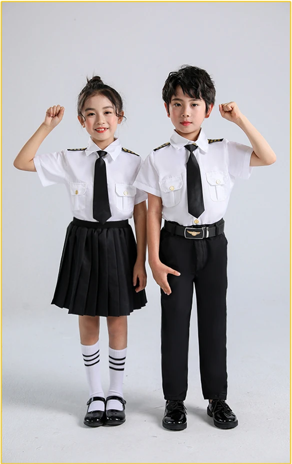 Kids Airline Pilot Uniform Shirt - Stylish Dress-Up for Parties ...